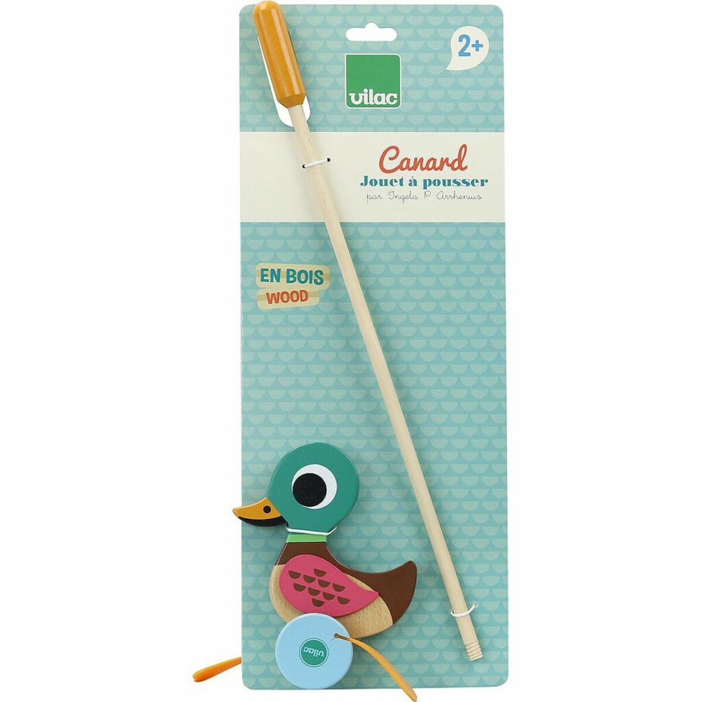 Canne à pousser Canard coloré . Pour stimuler bébé à marcher.