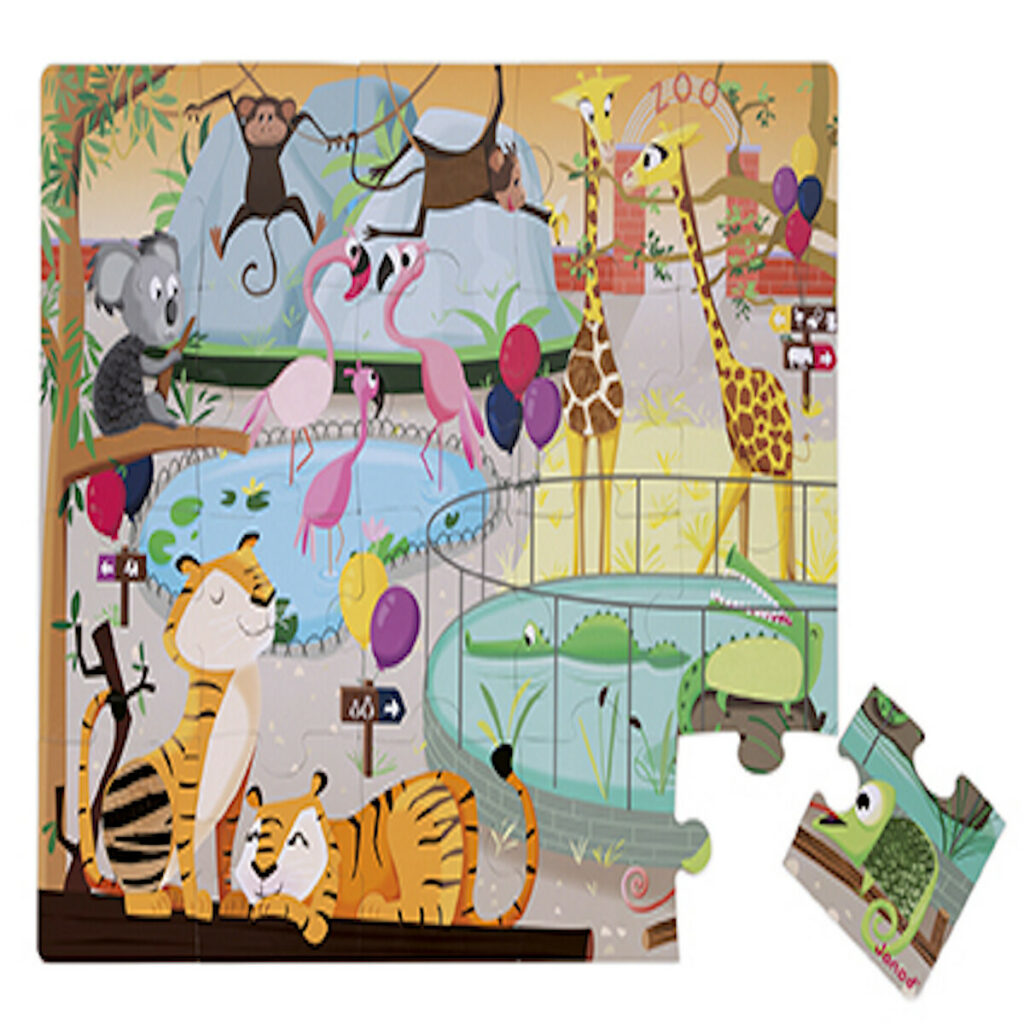 Puzzle tactile Une journée au Zoo pour enfants dès 2 ans